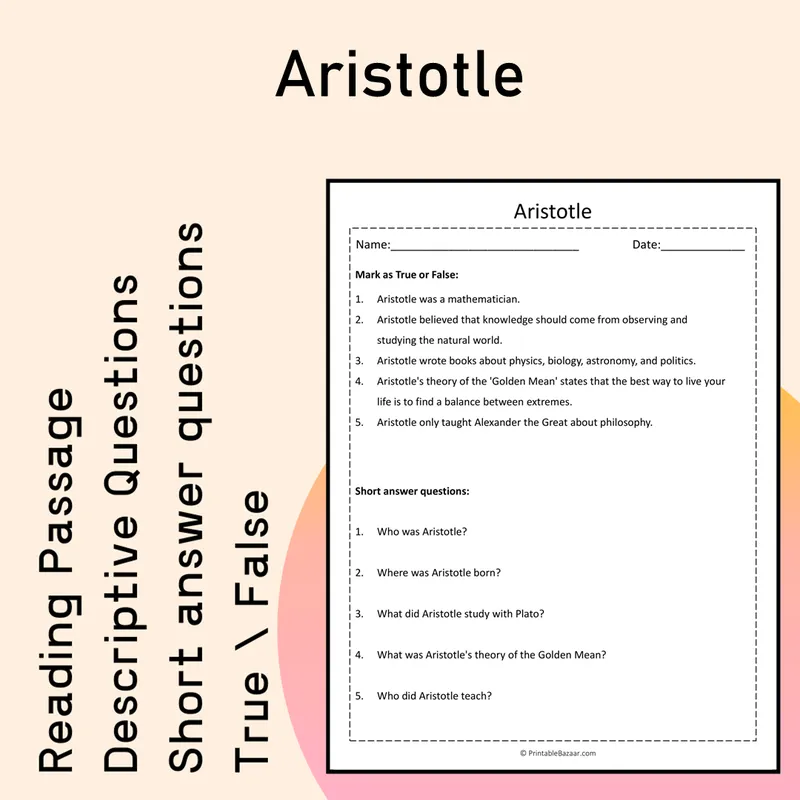 Home › General › Aristotle | Reading Comprehension Passage Printable ...