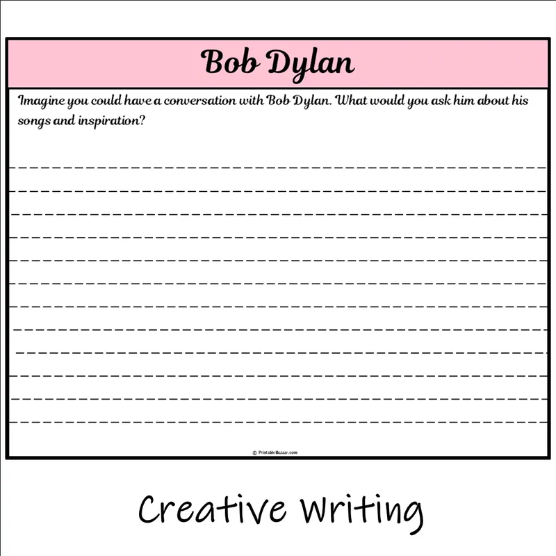 Bob Dylan | Main Idea and Supporting Details Reading Passage and ...