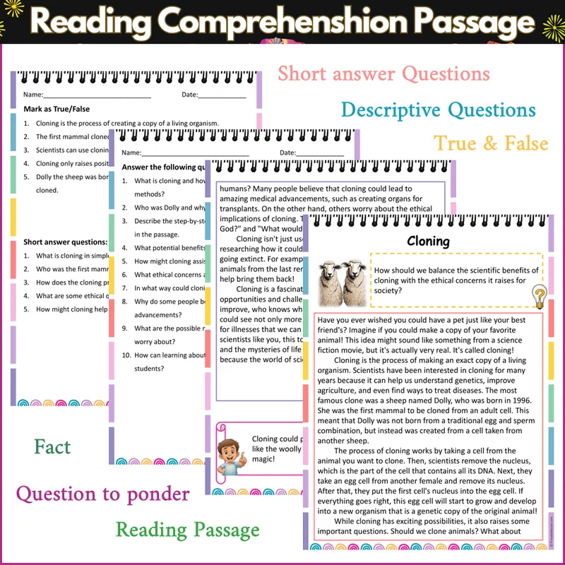 Cloning | Reading Comprehension Passage and Questions — Free printable ...