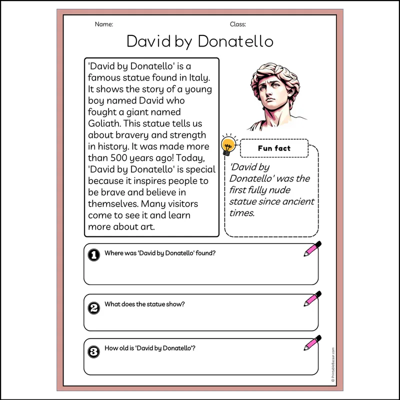 Donatello | Biography Reading Comprehension and Questions Worksheet ...