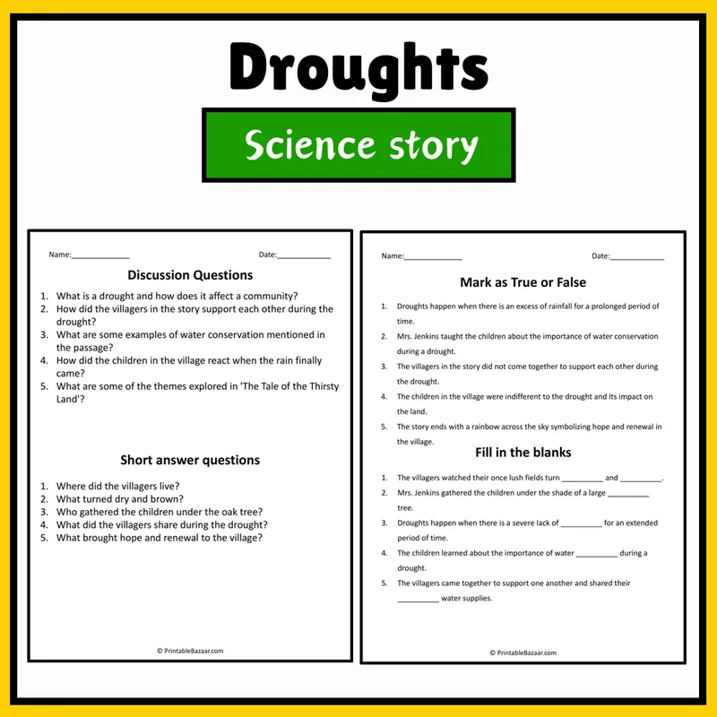 Droughts | Science Story Reading Comprehension Activity — Free ...