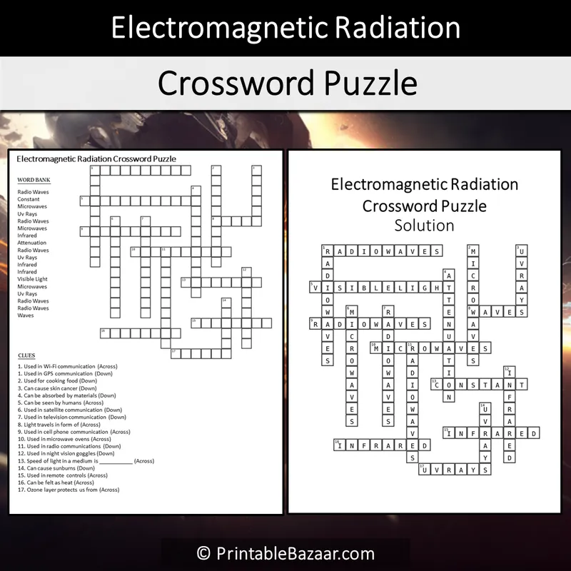 Electromagnetic Radiation Word Search Puzzle Worksheet PDF — Free ...