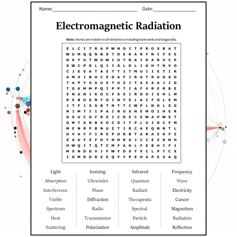 Electromagnetic Radiation Word Search Puzzle Worksheet PDF — Free ...