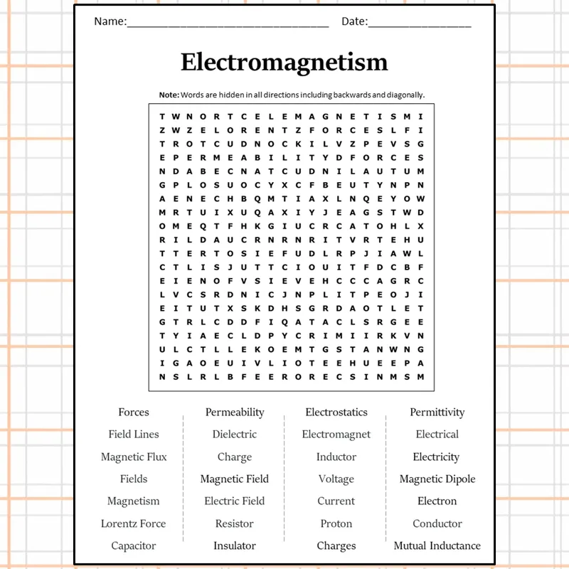 Electromagnetic Radiation Word Search Puzzle Worksheet PDF — Free ...