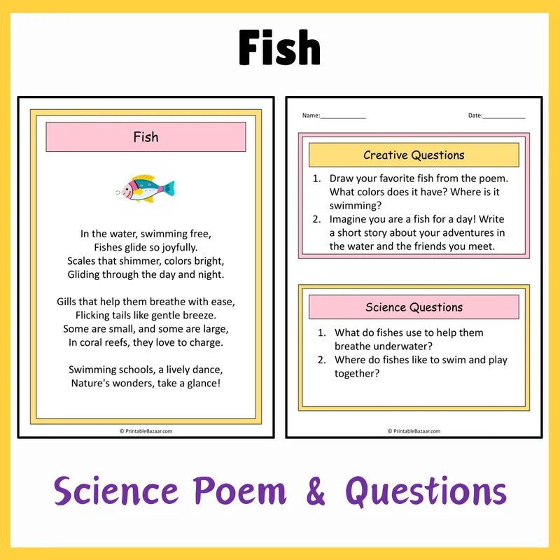 Fish | Science Poem Reading Comprehension Activity — Free printable PDF ...