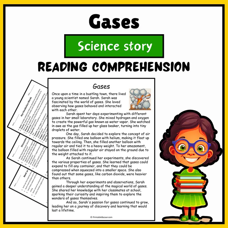 Gases | Science Story Reading Comprehension Activity — Free printable ...