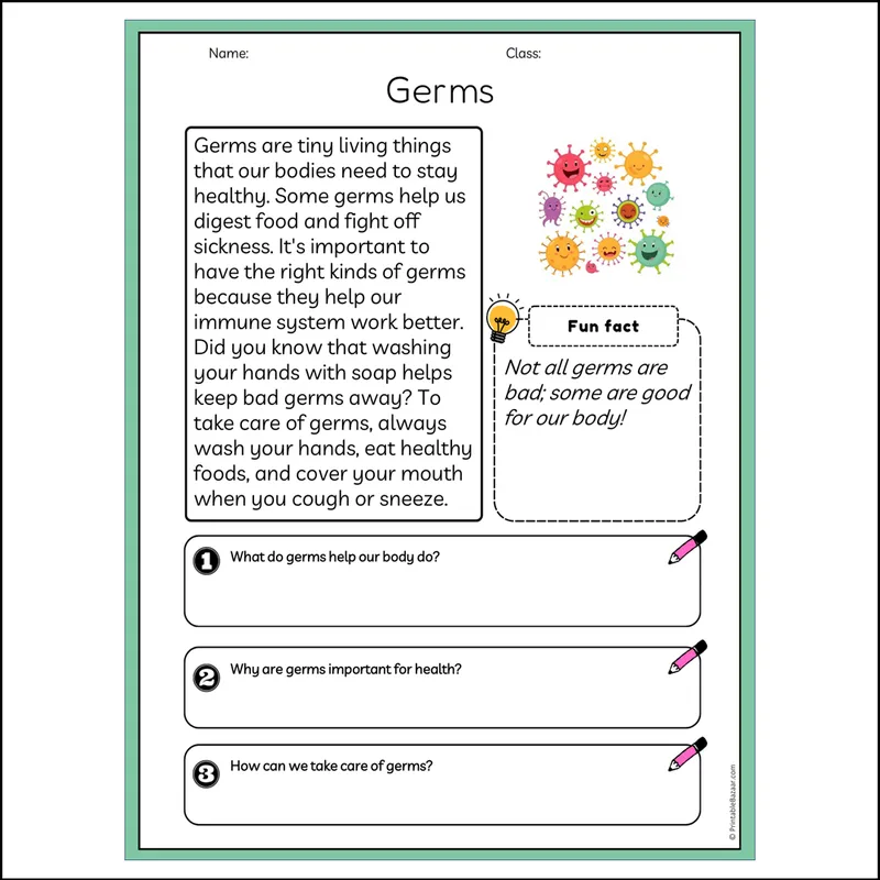Germs Word Search Puzzle Worksheet PDF — Free printable PDF ...