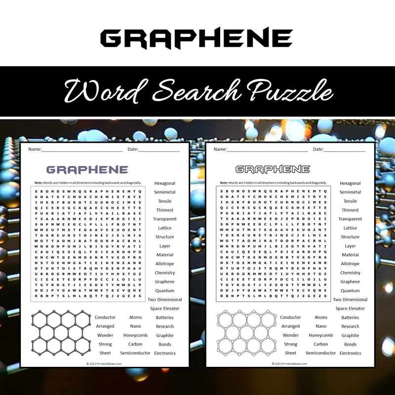 Graphene Word Search Puzzle Worksheet PDF — Free printable PDF ...