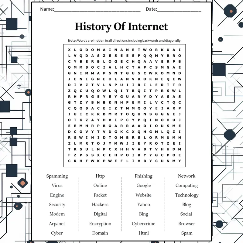 Internet Of Things Word Search Puzzle Worksheet Activity PDF — Free ...