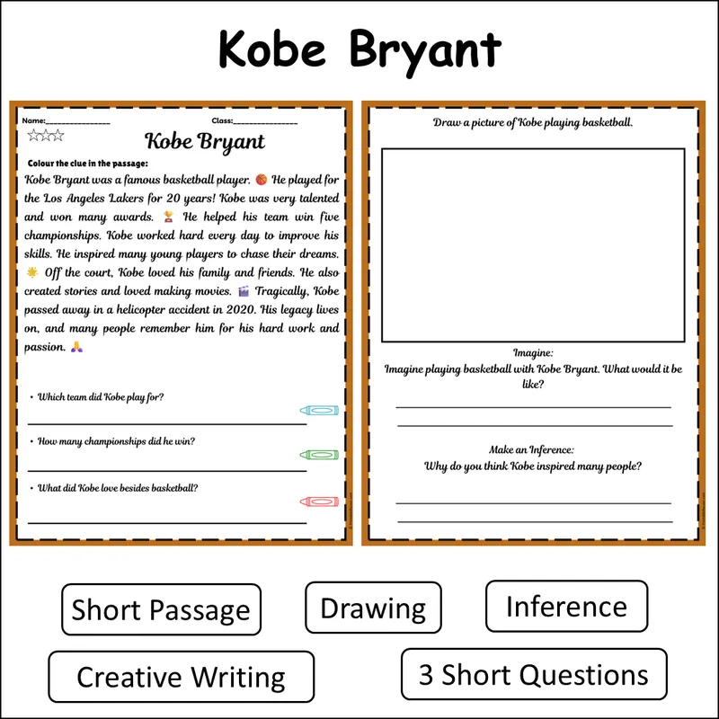 Kobe Bryant | Reading Comprehension Passage Printable Activity — Free ...