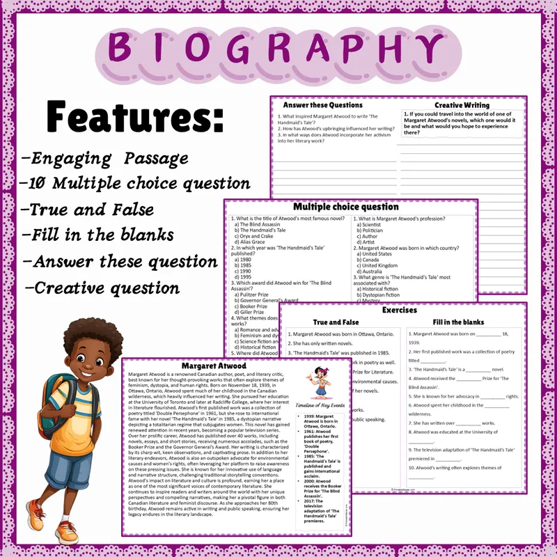 Margaret Atwood | Biography Reading Comprehension and Questions ...