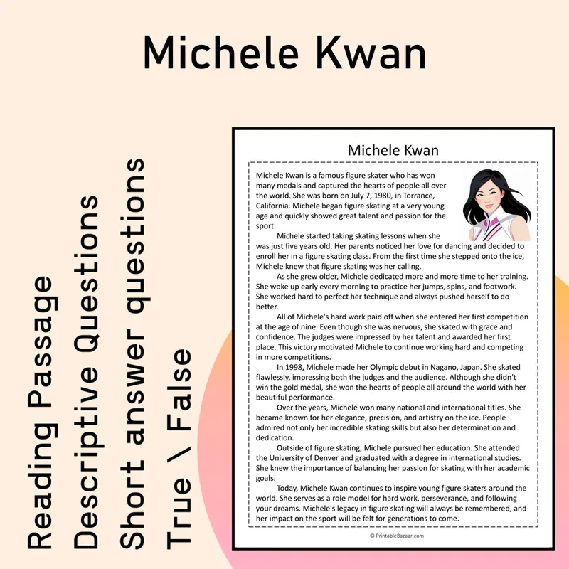 Michele Kwan | Reading Comprehension Passage Printable Activity — Free ...