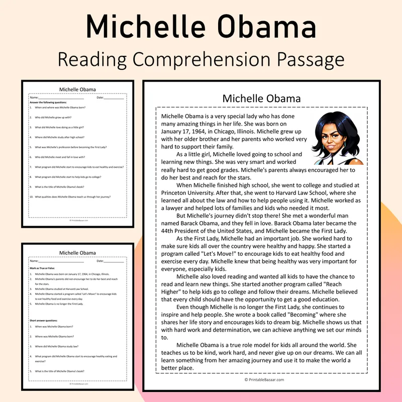 Michele Kwan | Reading Comprehension Passage Printable Activity — Free ...