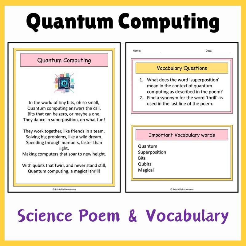 Quantum Computing | Science Poem Reading Comprehension Activity — Free ...