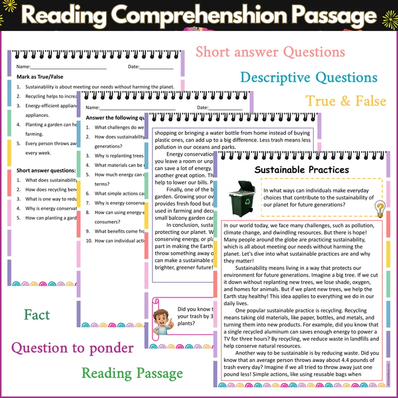 Sustainable Practices | Reading Comprehension Passage and Questions ...