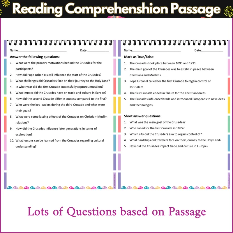 The Crusades | Reading Comprehension Passage and Questions — Free ...