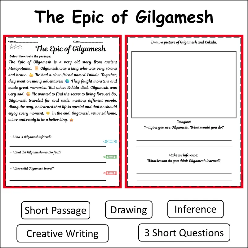 The Epic of Gilgamesh | Reading Passage Comprehension Questions Writing ...