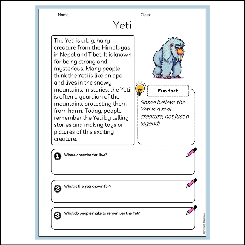 Yeti Word Search Puzzle Worksheet Activity PDF — Free printable PDF ...